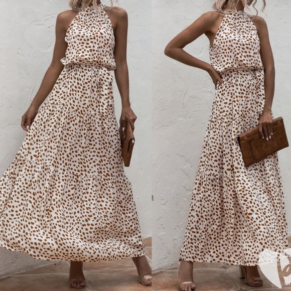 Dresses | Boho Gypsy Dot Halter Maxi Dress | Poshmark
